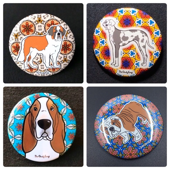 Jewelry | Psychedelic Dog Handmade Pin Button Set | Poshmark